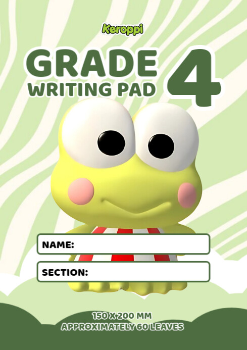 Keroppi Grade 4 Writing Pad cover Template | PosterMyWall