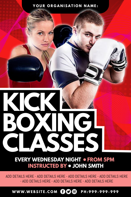 Kick Boxing Classes Poster Template | PosterMyWall