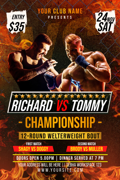 Kick Boxing Tournament Flyer Template Design | PosterMyWall