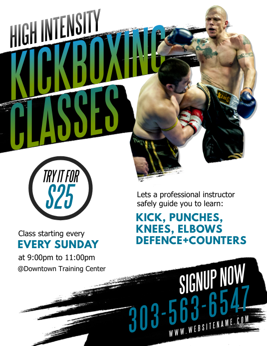 Kickboxing Classes Flyer Template | PosterMyWall