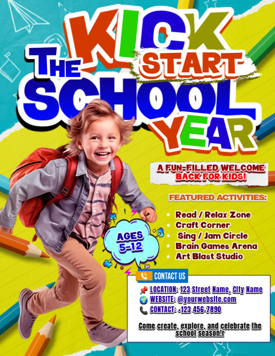 Kickstart the School Year – Fun Back to School Event Flyer for Kids ...