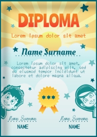 Kid's Diploma for Kids Children Certificate P Template | PosterMyWall