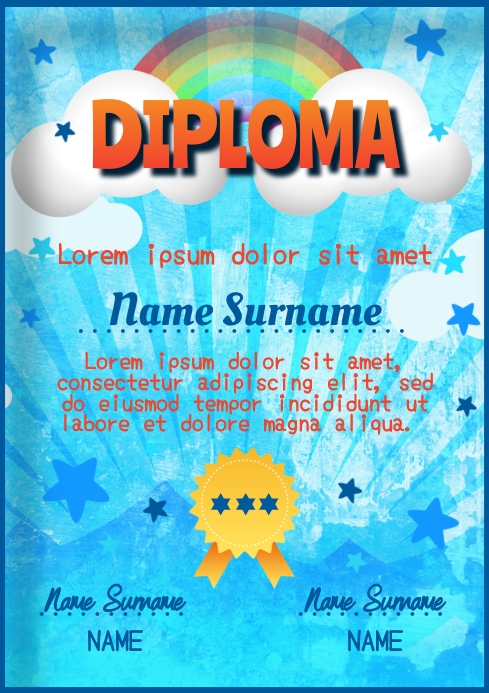 Kid's Diploma for Kids Children Certificate P Template | PosterMyWall