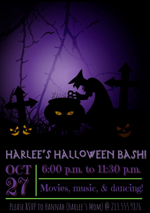 Kid's Halloween Party Invite Template | PosterMyWall