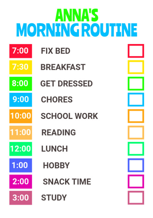Kid's Morning Routine Template | PosterMyWall