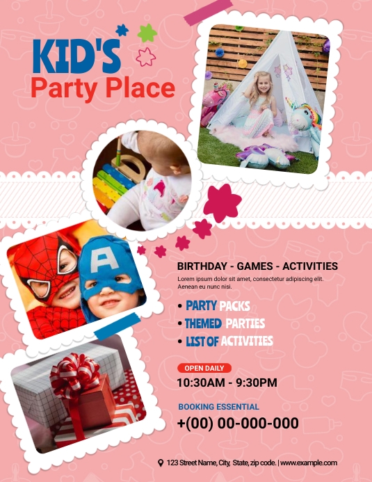 Kid's Party Place Poster Template | PosterMyWall