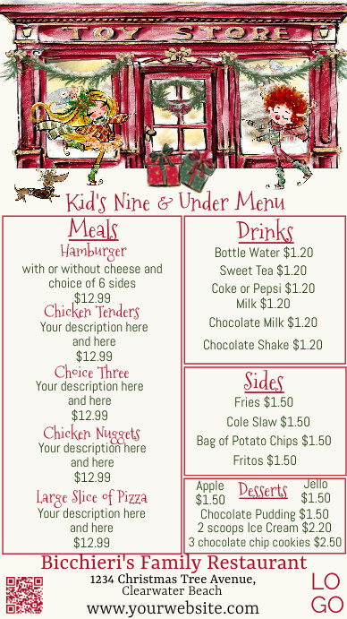 Kid's Winter Menu Template | PosterMyWall