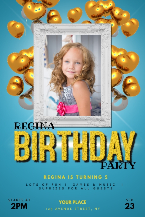 Kid Girl Birthday Party Flyer Template (2) | PosterMyWall