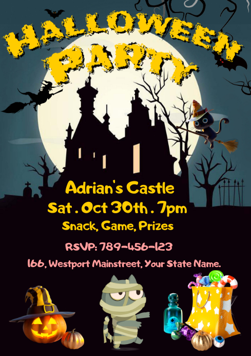Kid Halloween Party Invitation Template | PosterMyWall
