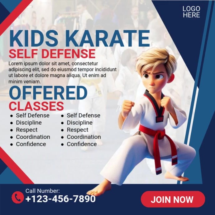 Plantilla de Kid Karate Ads | PosterMyWall