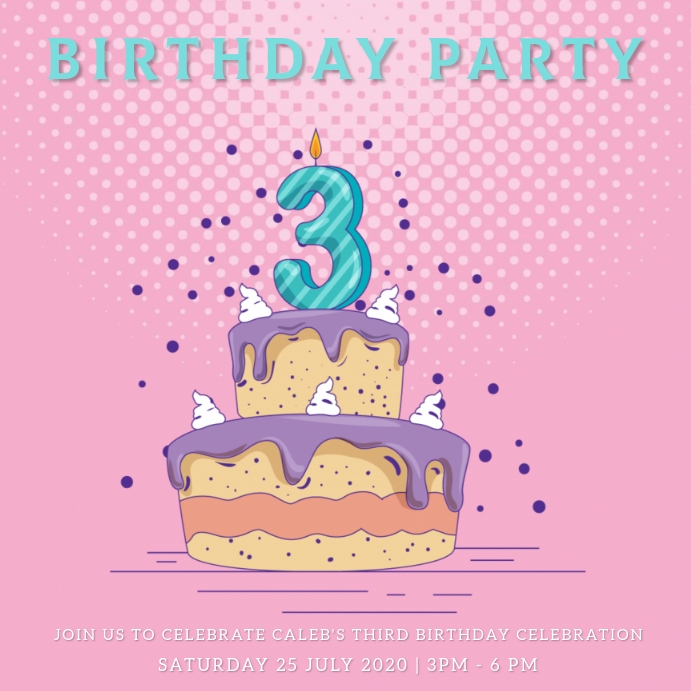 KIDS 3RD THIRD BIRTHDAY PARTY Template | PosterMyWall