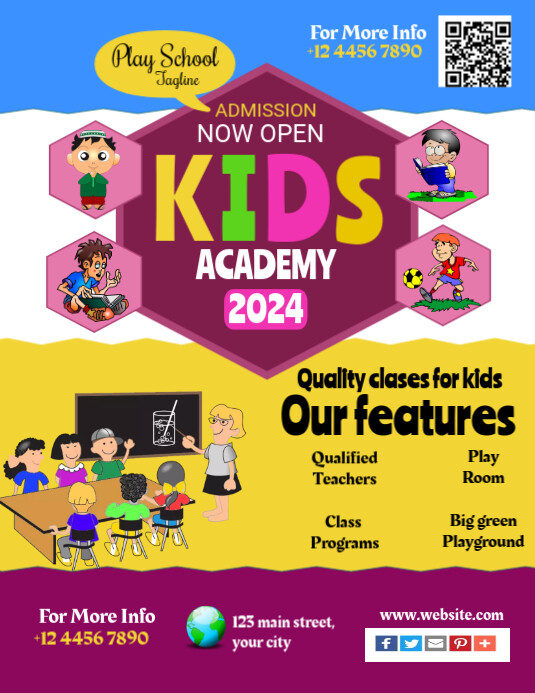Copy of Kids academy, school template | PosterMyWall