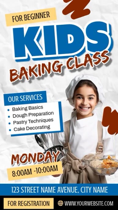 Kids Baking Class Ads Templat | PosterMyWall
