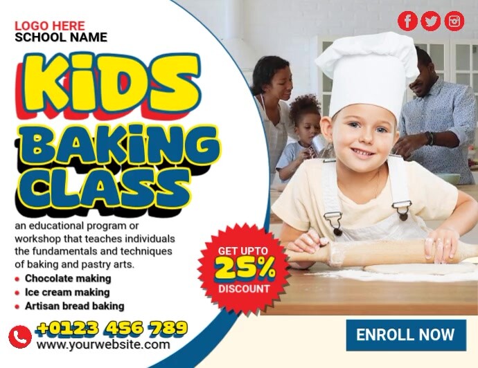Kids Baking Class Template | PosterMyWall
