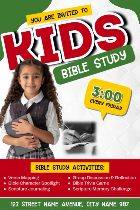 Kids Bible Study Ads Template | PosterMyWall