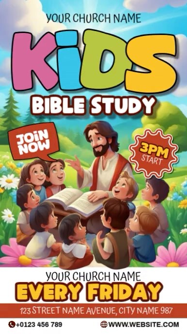 Copy of Kids Bible Study Template | PosterMyWall