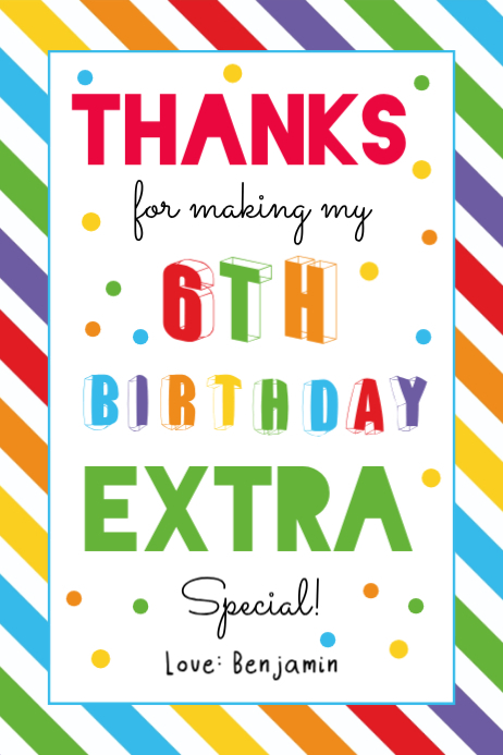 Copy of Kids Birthday Favor Tag Printable | PosterMyWall