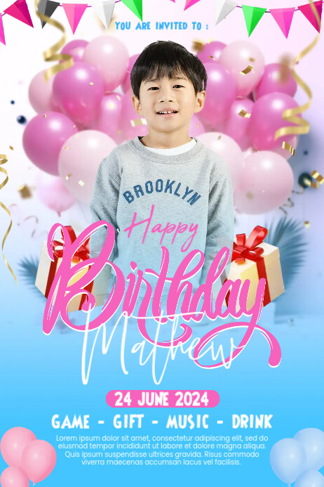 Kids Birthday Party Celebration Flyer Template | PosterMyWall