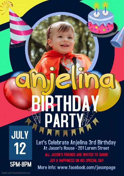 Kids Birthday Party Flyer Template | PosterMyWall