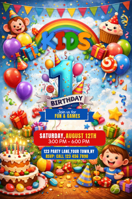 Kids Birthday Party Poster Template | PosterMyWall