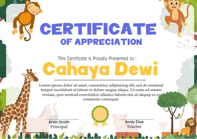 Kids Certificate Jungle Theme Template | PosterMyWall