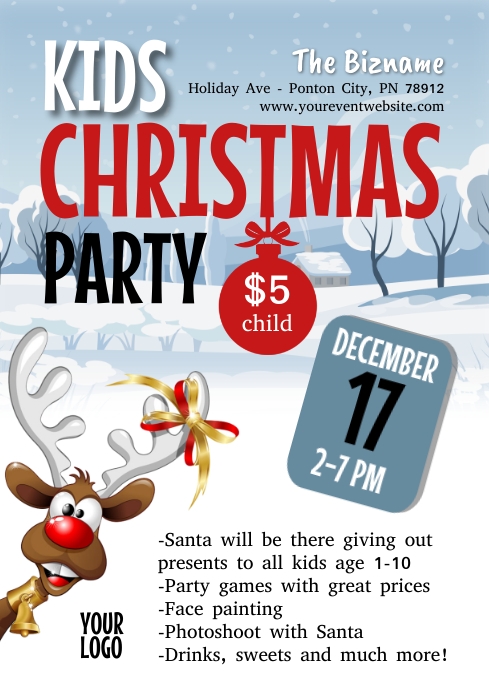 Kids christmas party Template | PosterMyWall