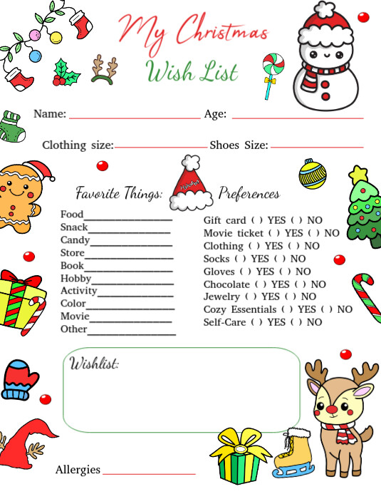 Copy of Kids Christmas Wish List | PosterMyWall