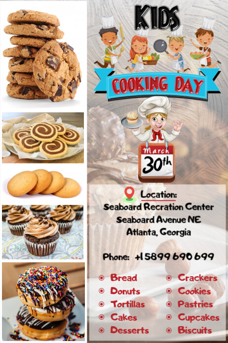 Kids cooking day outdoor event flyer poster Template | PosterMyWall
