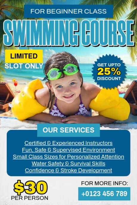 Kids Course Swimming Class Template | PosterMyWall