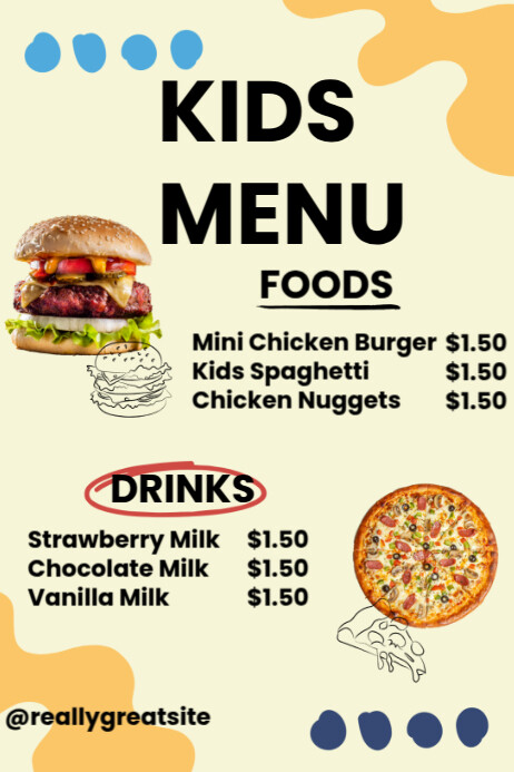 Kids food Menu Poster Template | PosterMyWall