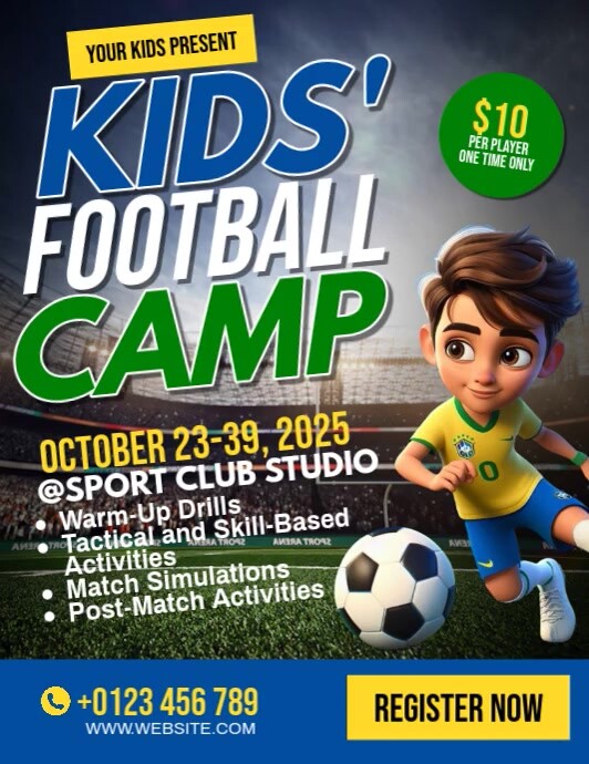 Kids Football Camp Template | PosterMyWall