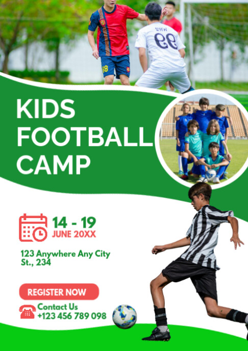 Copy of Kids Football Camp Poster Template – Youth Sports Training ...
