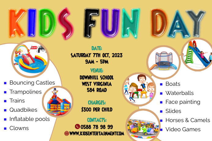 KIDS FUN DAY EVENT POSTER Template | PosterMyWall