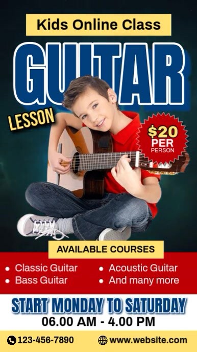 Kids Guitar Lesson Ads Template | PosterMyWall