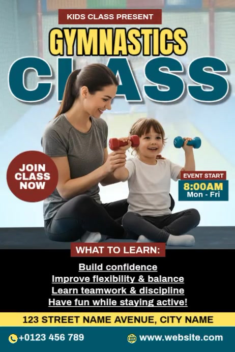 Kids Gymnastics Class Template | PosterMyWall