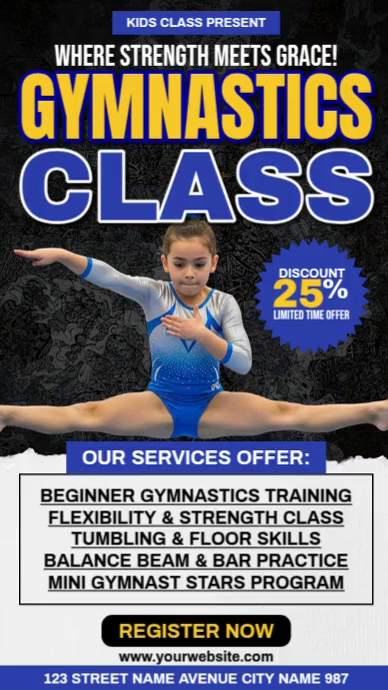 Kids Gymnastics for Beginners Template | PosterMyWall