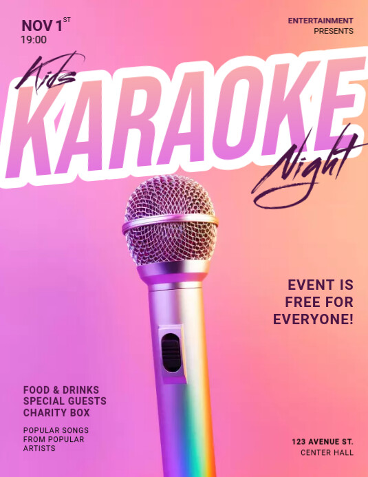 Kids karaoke night or event flyer template | PosterMyWall