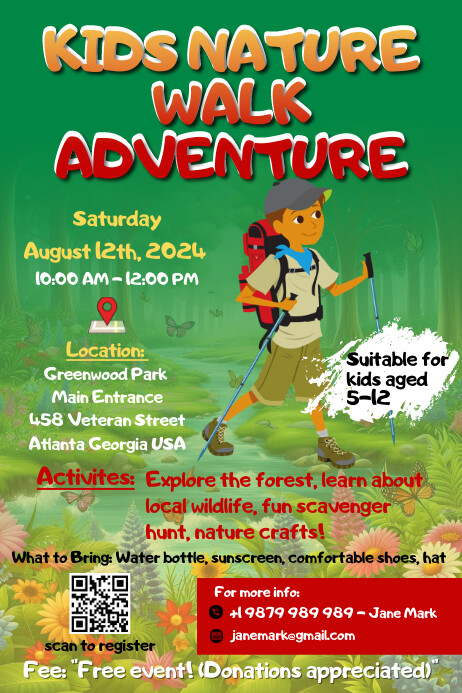 Kids Nature Walk Children Activities Ad Template | PosterMyWall