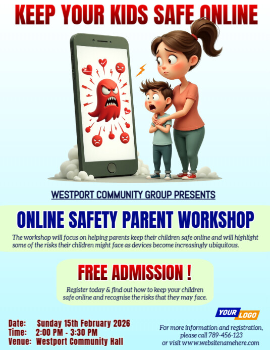 Kids Online Safety Seminar Flyer เทมเพลต | PosterMyWall