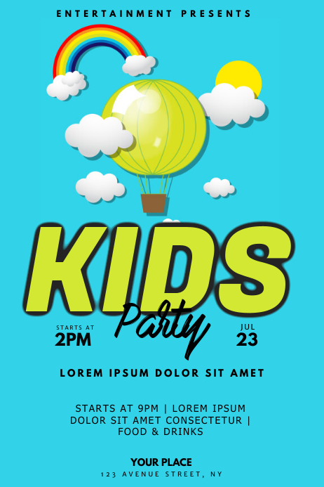 kids Party Flyer Design Template | PosterMyWall