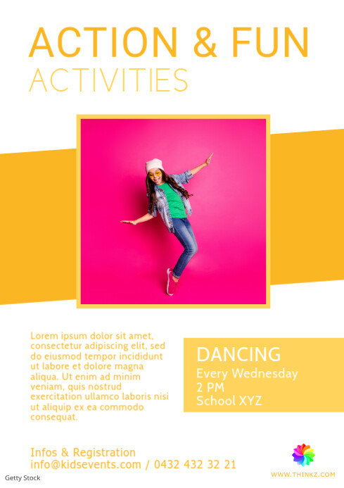 Kids Play Workshops action fun sport Dancing Template | PosterMyWall