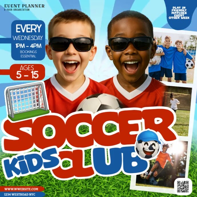Copy of Kids SOCCER FOOTBALL lessons video ad design template ...