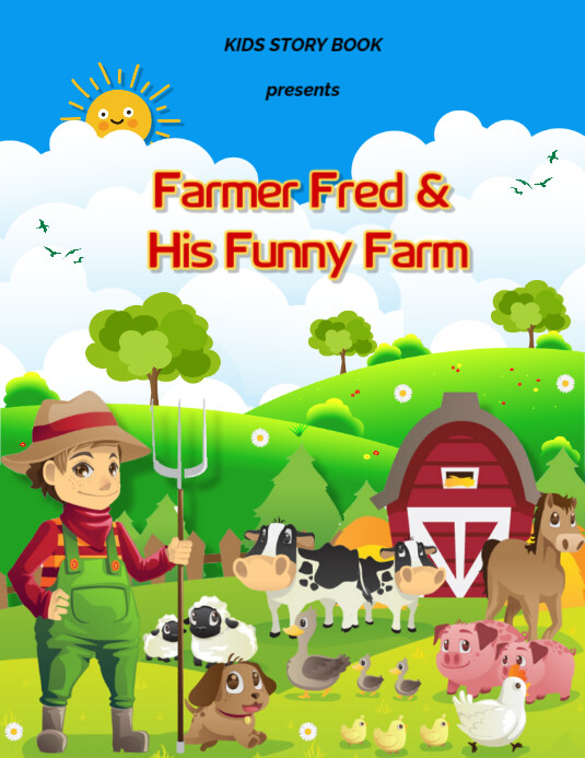 Copy of kids story book cover page animal theme farmyard | PosterMyWall