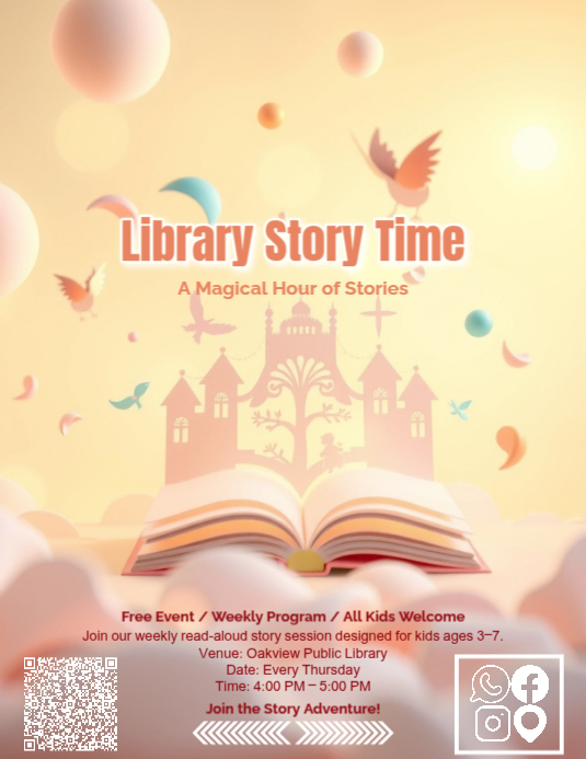 Copy of Kids Story Time Flyer Template | Public Library Children's ...