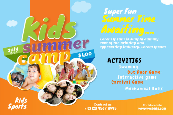 Kids Summer Camp advert Template | PosterMyWall