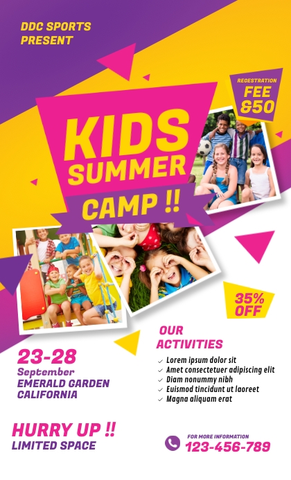 Kids Summer Camp advert Template | PosterMyWall