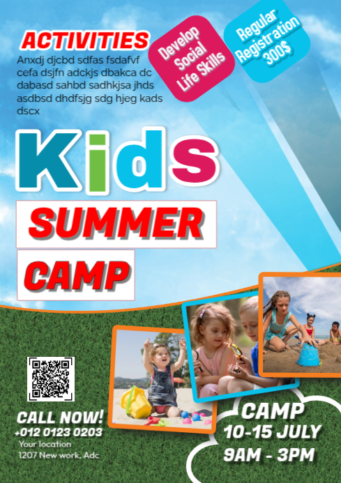 Kids Summer Camp Template | PosterMyWall