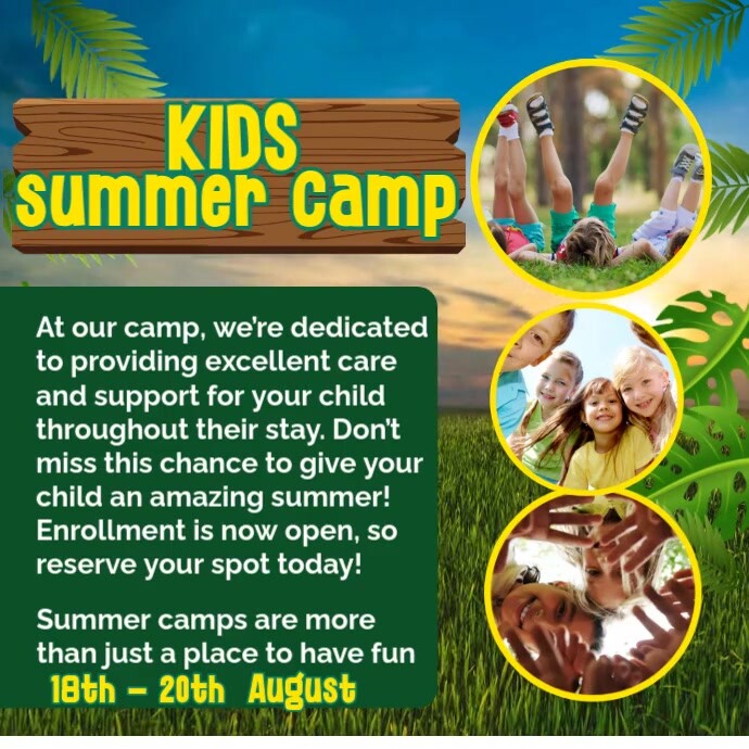 Kids Summer Camp Floral Theme Template | PosterMyWall