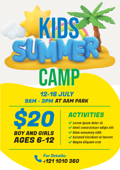 Kids summer camp flyer Template | PosterMyWall