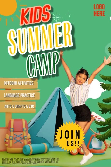 Kids Summer Camp Poster Template | PosterMyWall